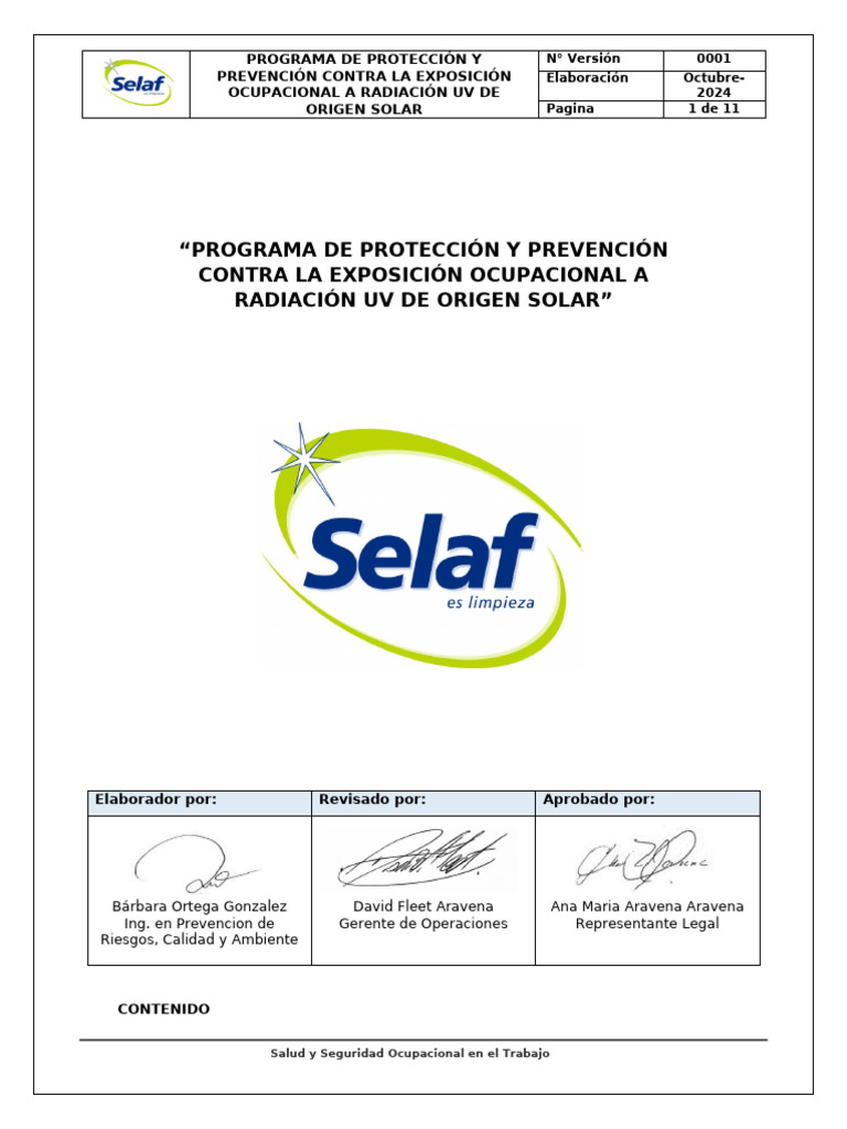 Programa Proteccion Uv | PDF | Ultravioleta | Seguridad y salud ocupacional