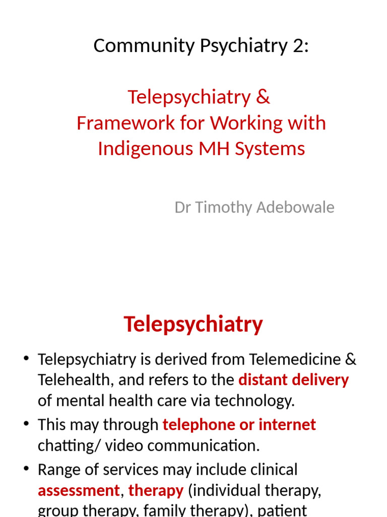 Telepsychiatry & Framework - 25 | PDF | Mental Health | Psychiatry