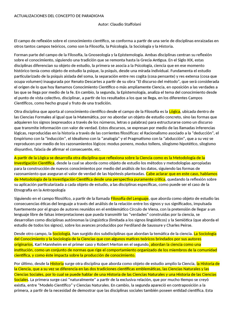 Actualización del Concepto de Paradigma | PDF | Paradigma | Conocimiento