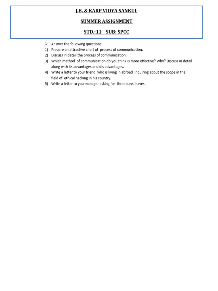 11 TH Summer Assignment | PDF