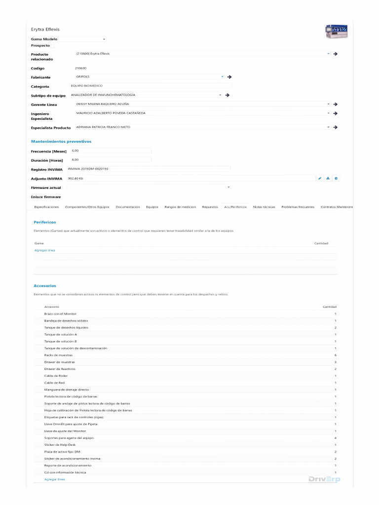Erytra Eflexis-Checklist de Accesorios | PDF