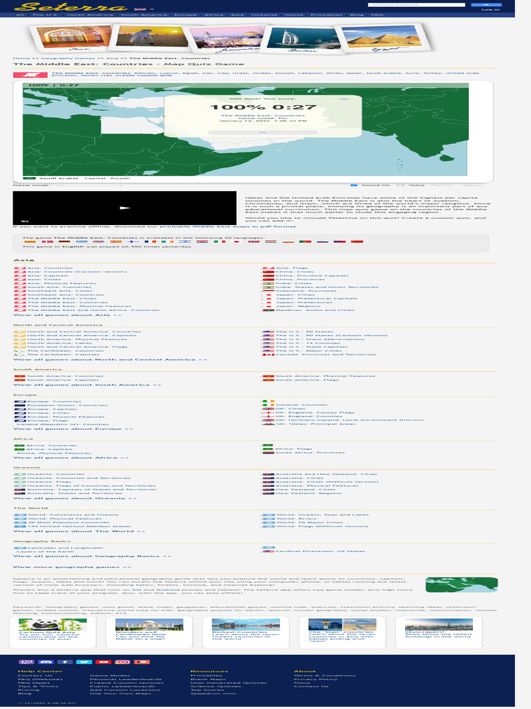 Middle East Countries Map Quiz | PDF | Middle East | Arab World