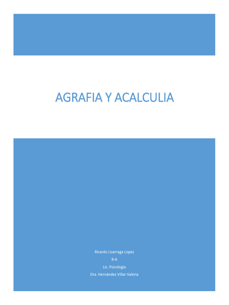 Agrafia y Acalculia | PDF | Afasia | Lóbulo frontal