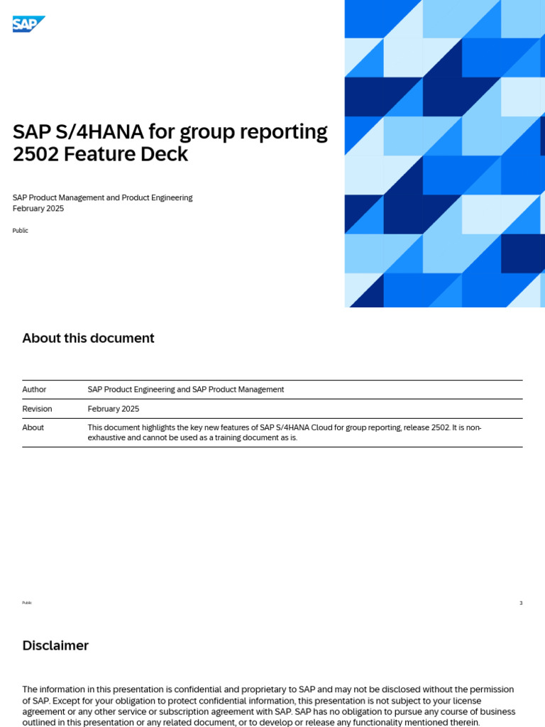 SAP S - 4HANA For Group Reporting 2502 Feature Deck | PDF | Information ...