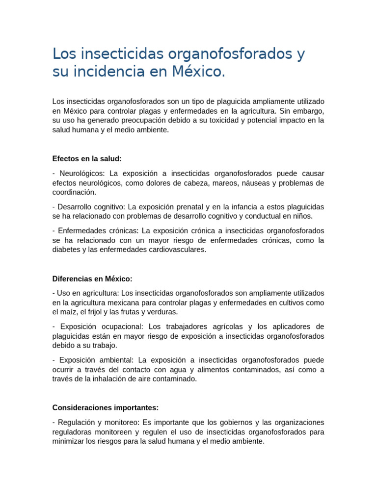 Impacto de insecticidas en México | PDF | Pesticida | Insecticida