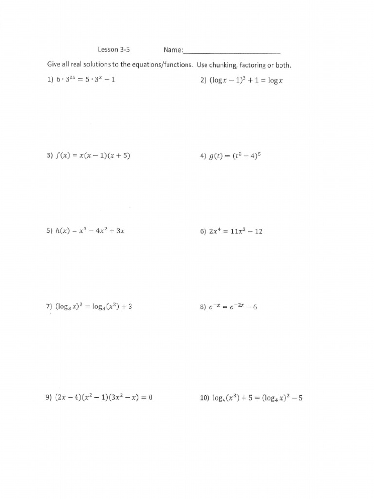 Lesson 3-5 Sheet PreCalc (New) | PDF