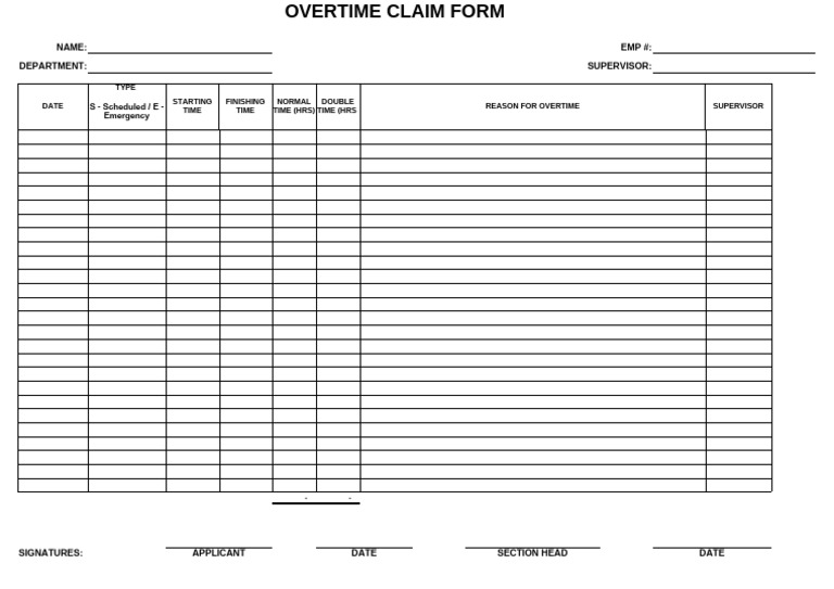 Overtime Claim Form-2 | PDF