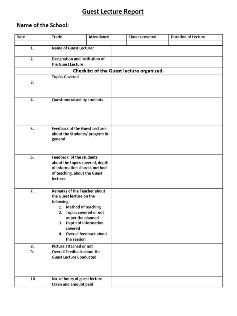 Guest Lecture Report Template | PDF