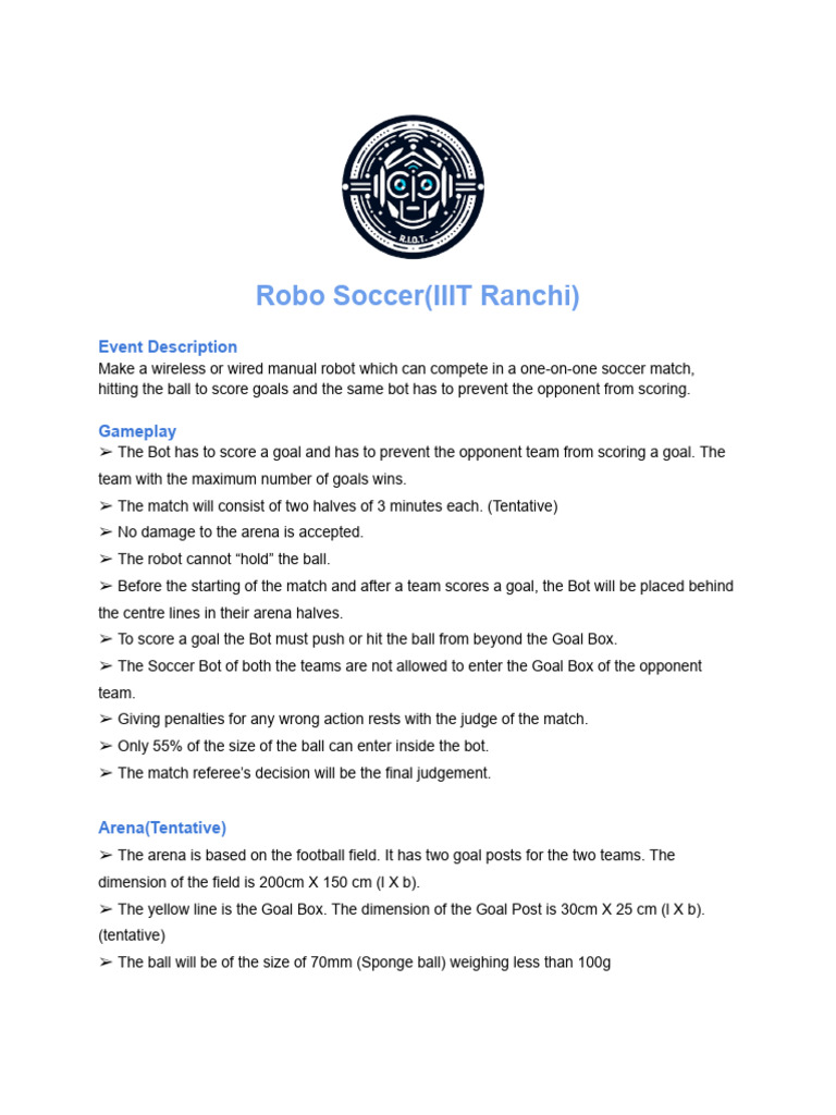 Robo Soccer(IIIT Ranchi) | PDF | Electricity | Electrical Engineering