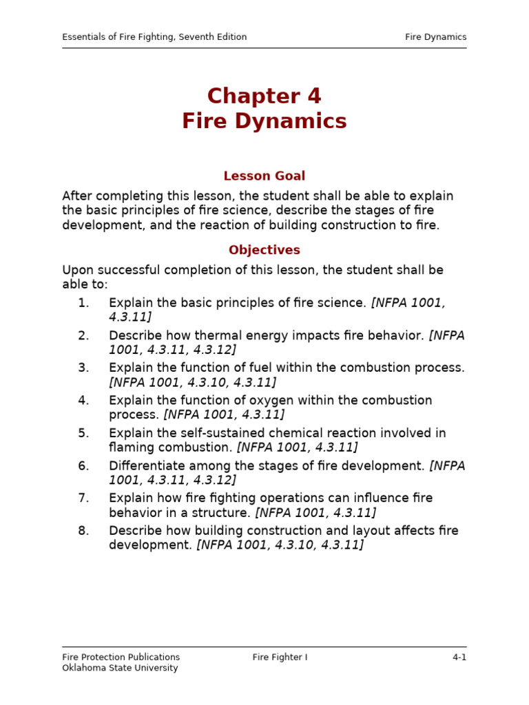 Chapter 4 Lesson Outline | PDF | Combustion | Fires