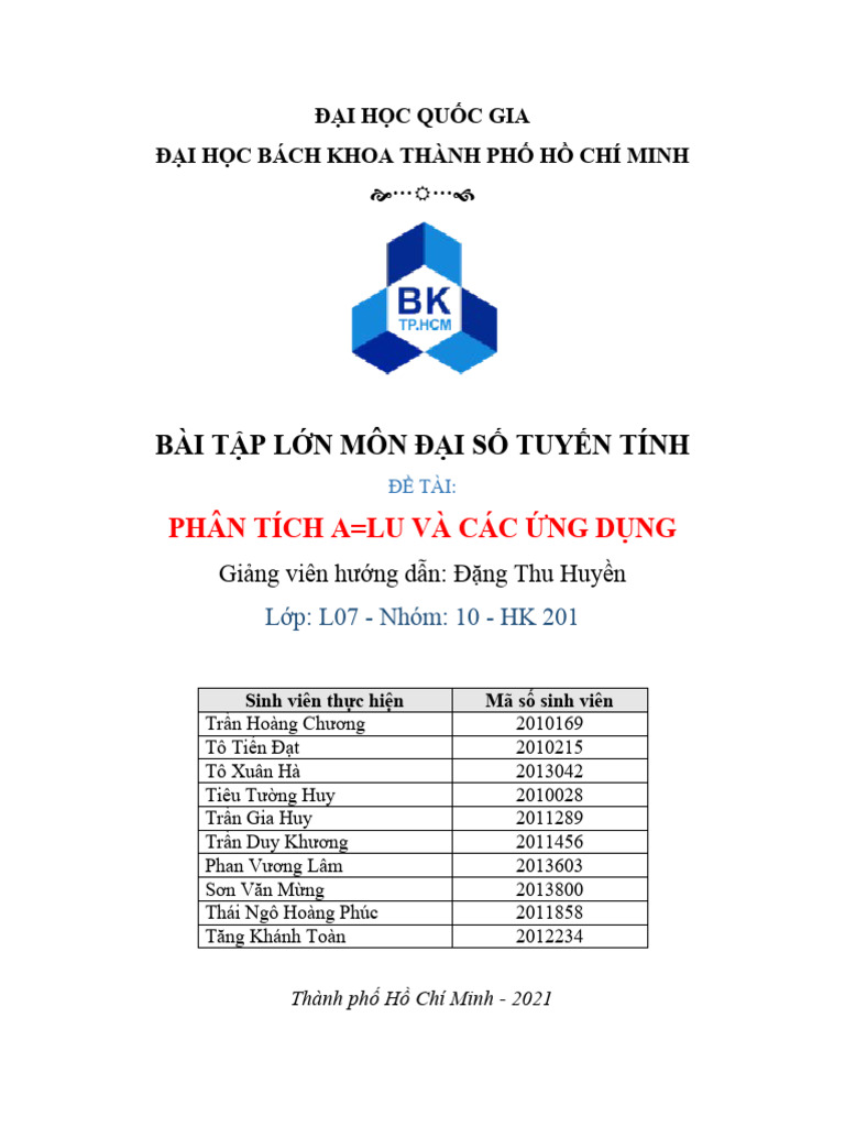 BTL ĐSTT Phan Tich LU | PDF