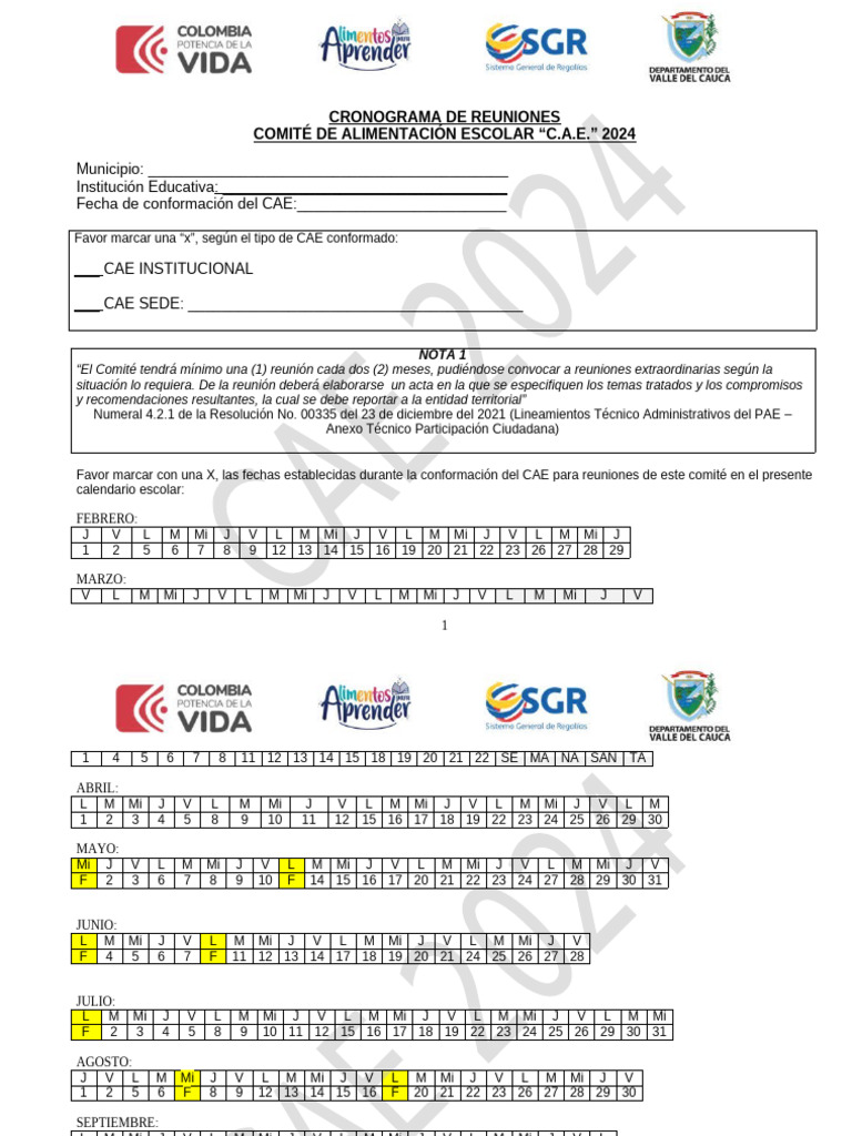 Cronograma de Reuniones Cae 2024 | PDF