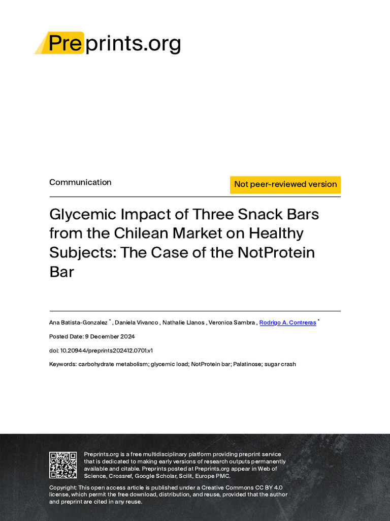 Glycemic Impact of Three Snack Bars | PDF