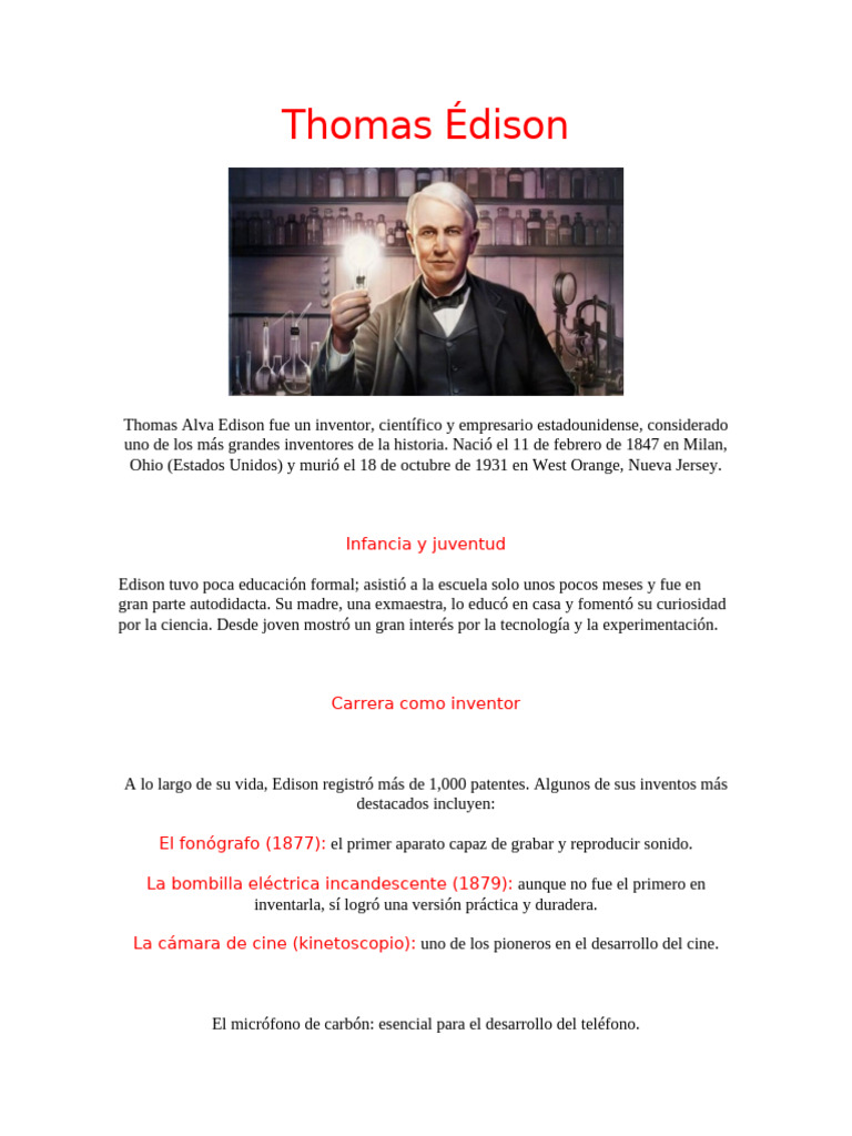 Biografia | PDF | Thomas Edison