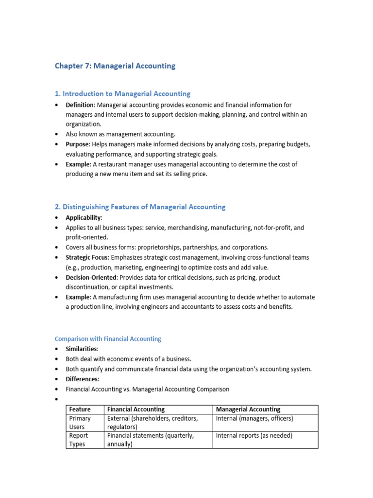 Managerial Accounting Chapter 7 Notes | PDF | Management Accounting ...