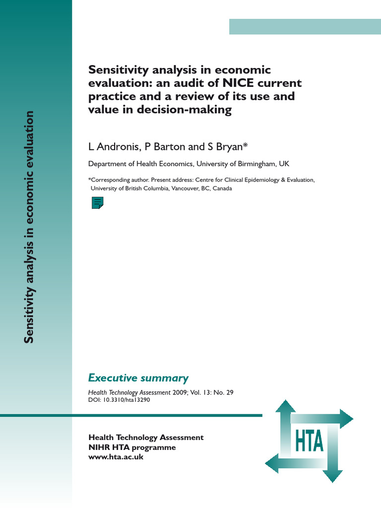 Sensitivity Analysis in Economic Evaluation: An Audit of NICE Current Practice and A Review of ...