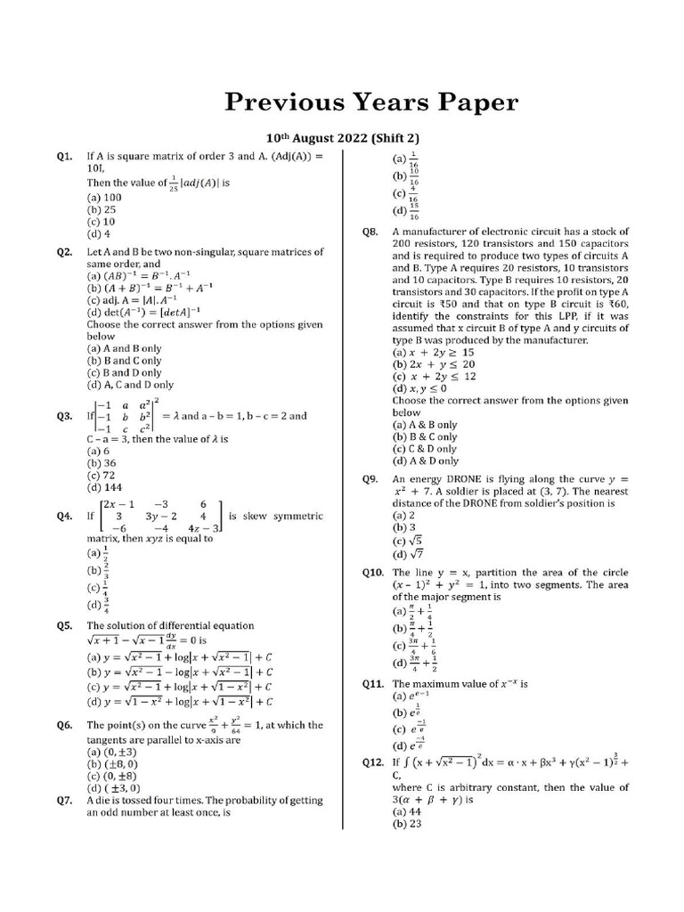 Maths 2022 Pyp 028673a0924b2 | PDF