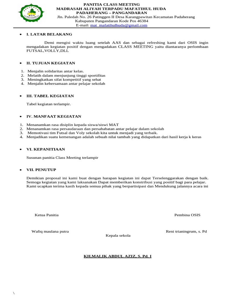 Panitia Class Meeting | PDF