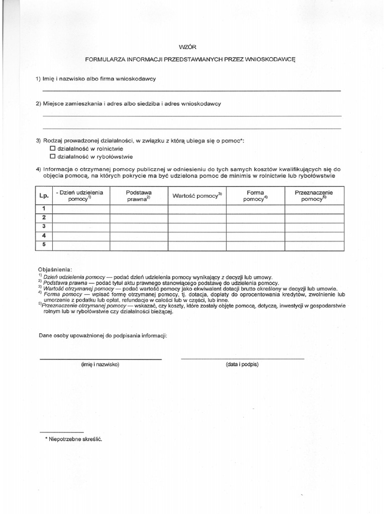 Wzor Formularza Informacji 2010 DM | PDF