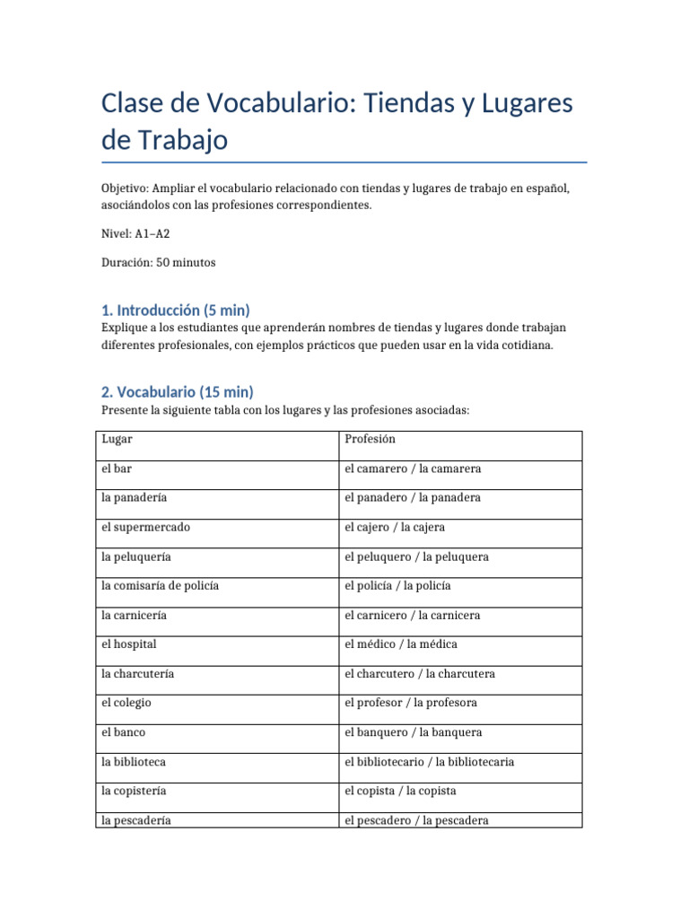 Clase Vocabulario Tiendas | PDF | Cocina | Alimentos