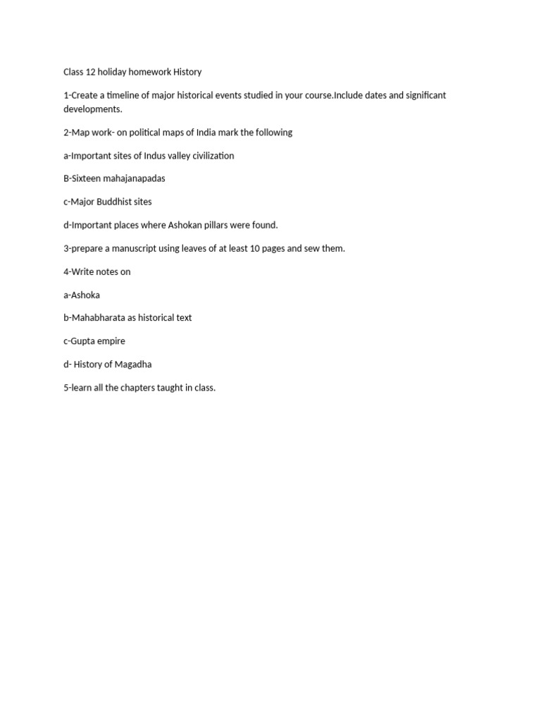 Holiday Homework Class 12 | PDF