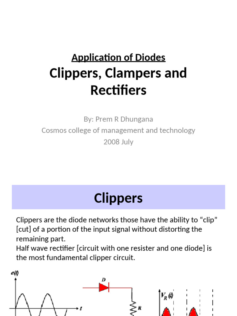 Clippers Clampers Rectifiers-03 | PDF | Diode | Electrical Components