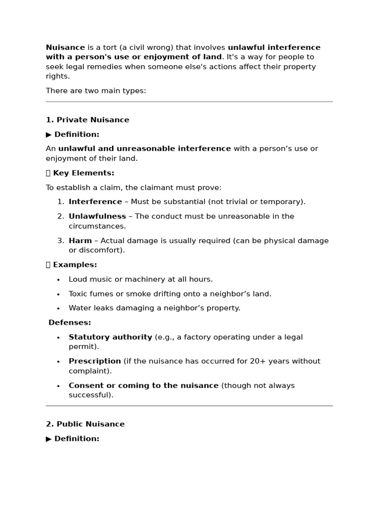 Nuisance Is A Tort | PDF