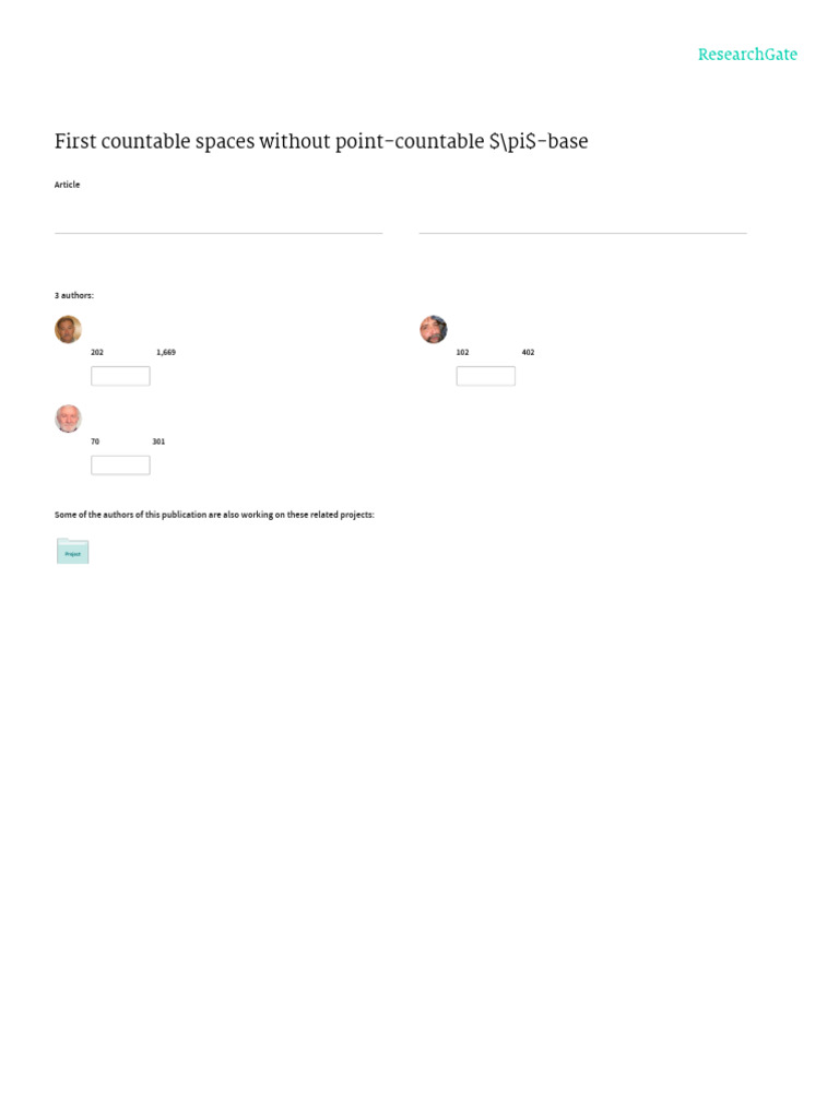 1-2007-First Countable Spaces Without Point-countable Pi-base-Juhasz and Al | PDF | Theorem ...
