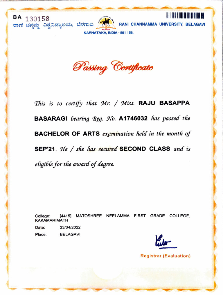 RAJU BASAPPA BASARAGI ALL DOCUMENTS | PDF