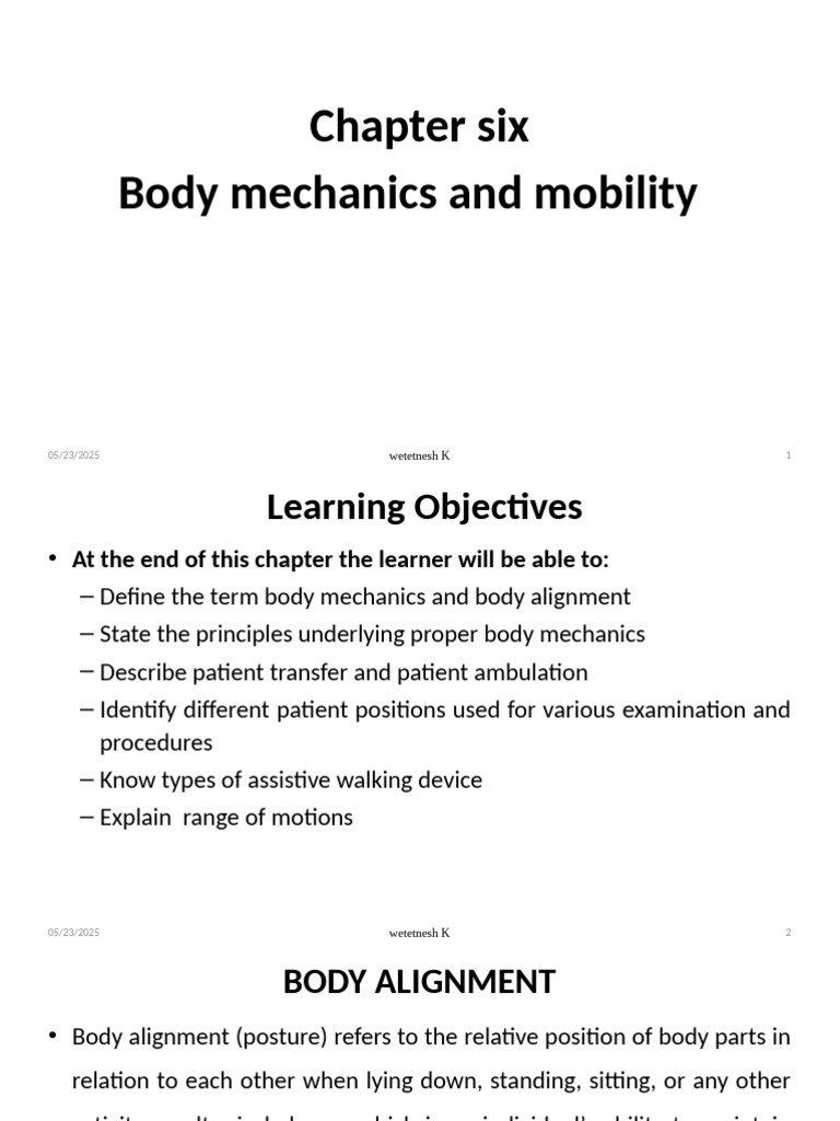 Body Mechanics Andmobility | PDF | Anatomical Terms Of Motion | Spinal ...