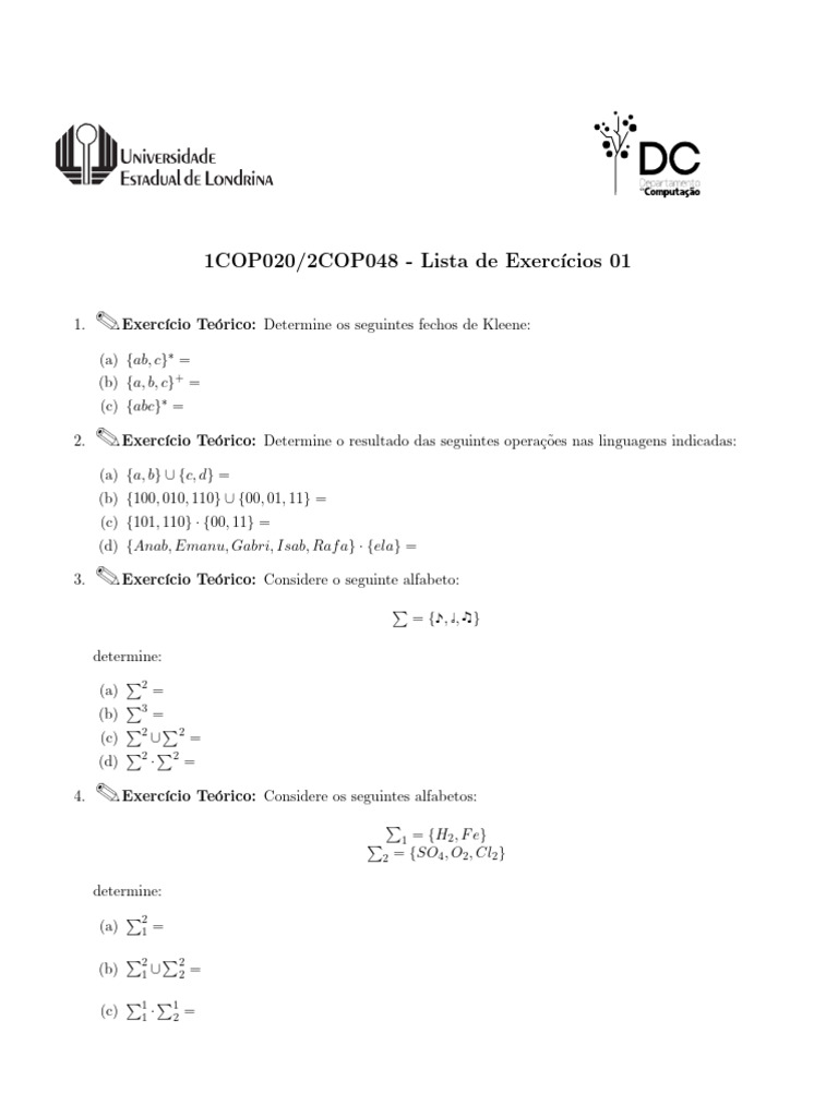 Compiladores - Lista_01 | PDF