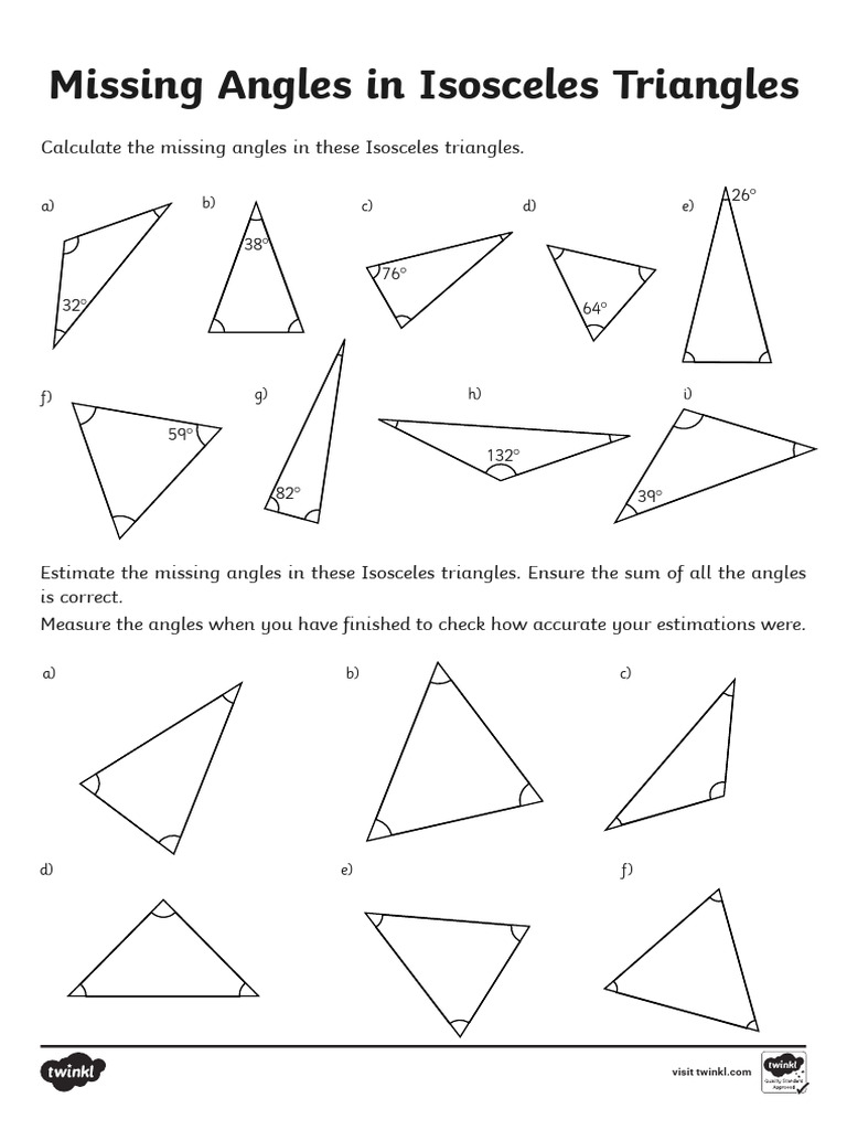 Missing Angles in Isosceles Triangles | PDF