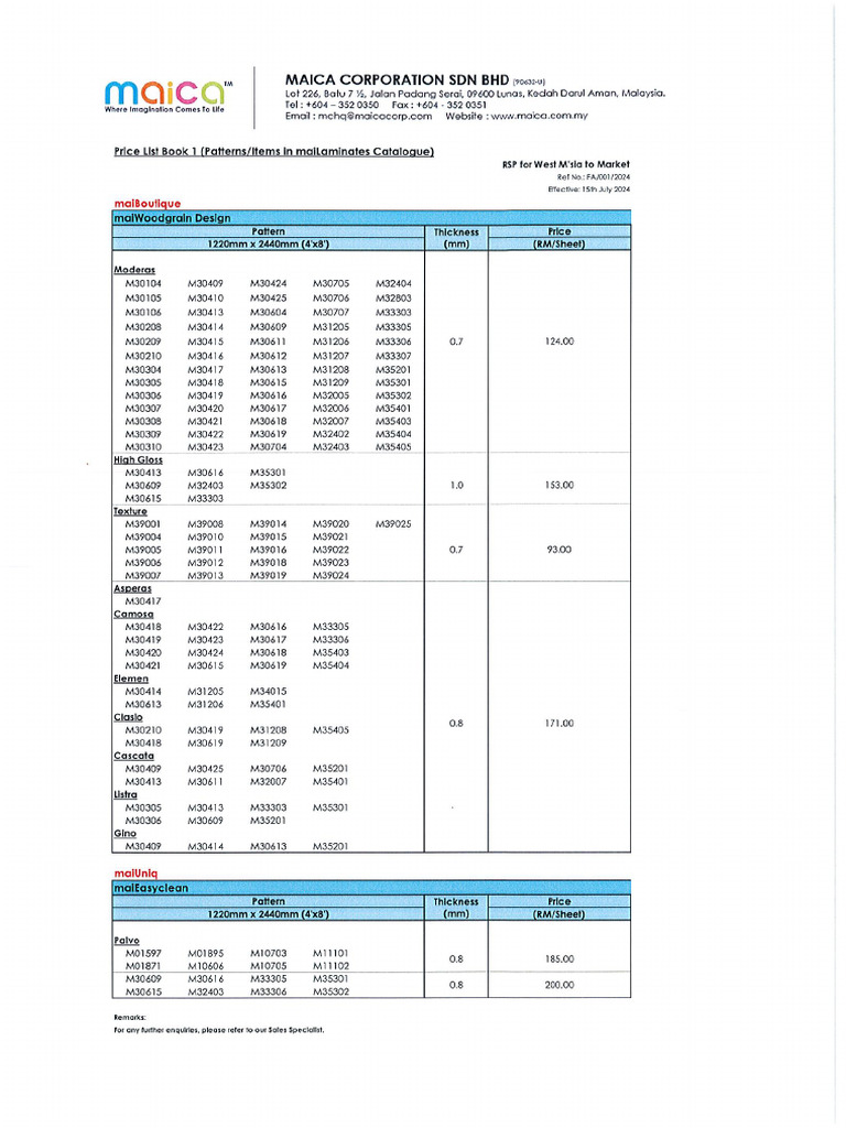 RSP Price For HPL | PDF
