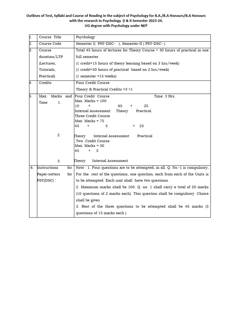 Psychology Course Syllabus 2023-24 | PDF | Social Psychology ...