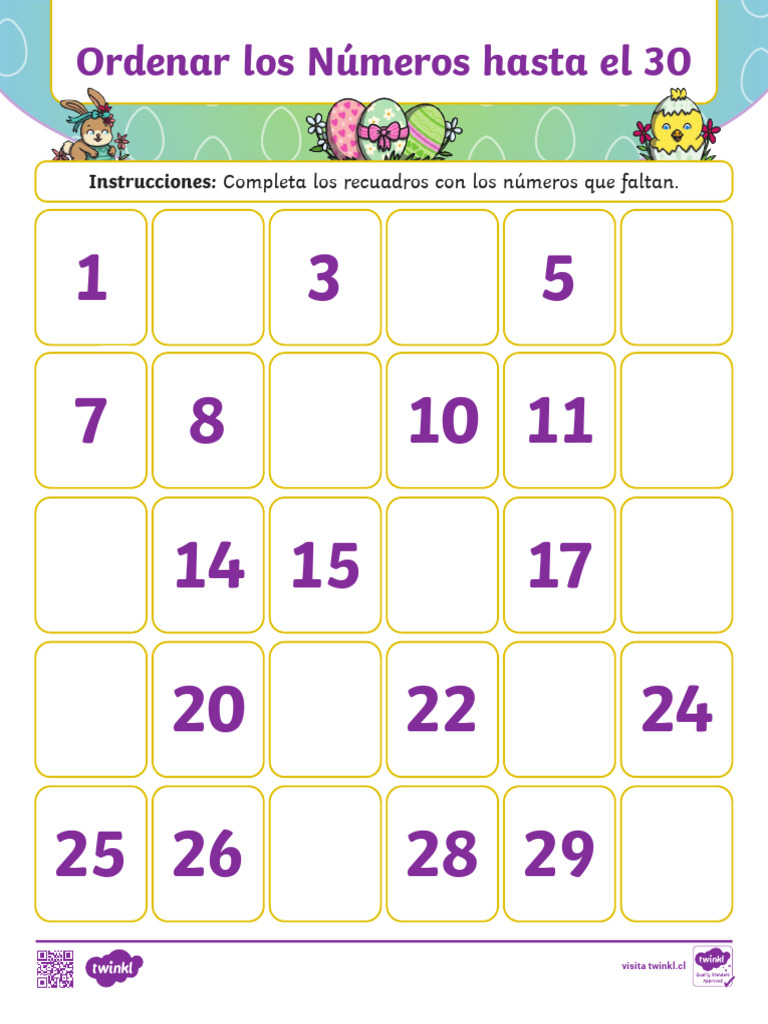 Cl m 1711377007 Ficha de Actividad Ordenar Numeros Hasta 30 Pascua Ver ...
