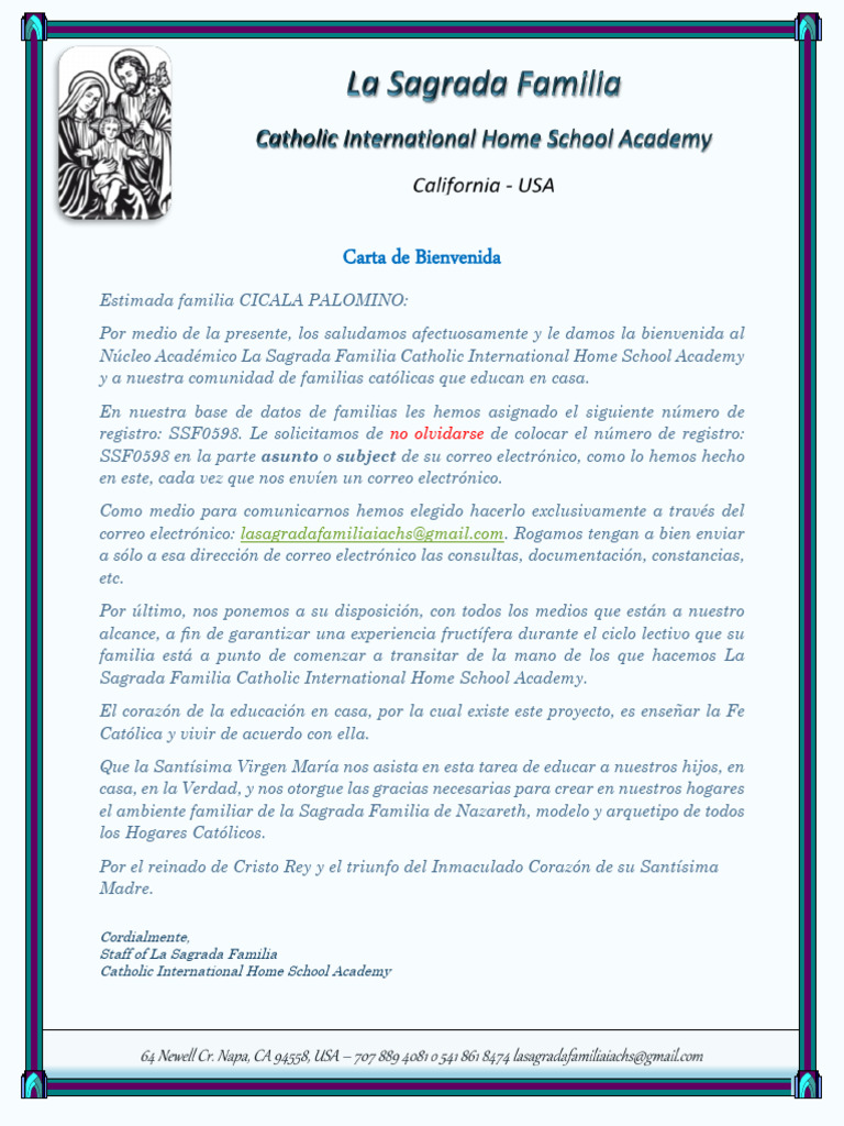 Carta de Bienvenida 598 | PDF