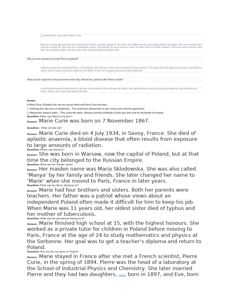 Marie Curie A Radiant Life | PDF | Marie Curie | Radioactive Decay