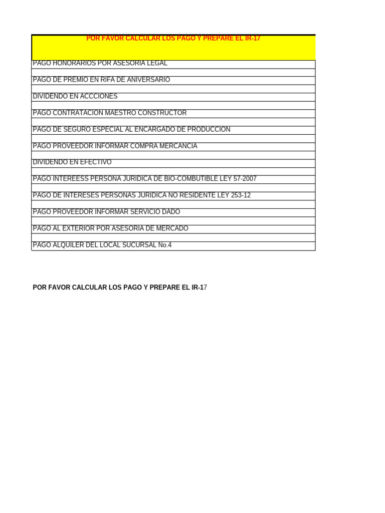 Actividad 02. Calcular Las Retenciones y Prepare El IR-17 | PDF ...