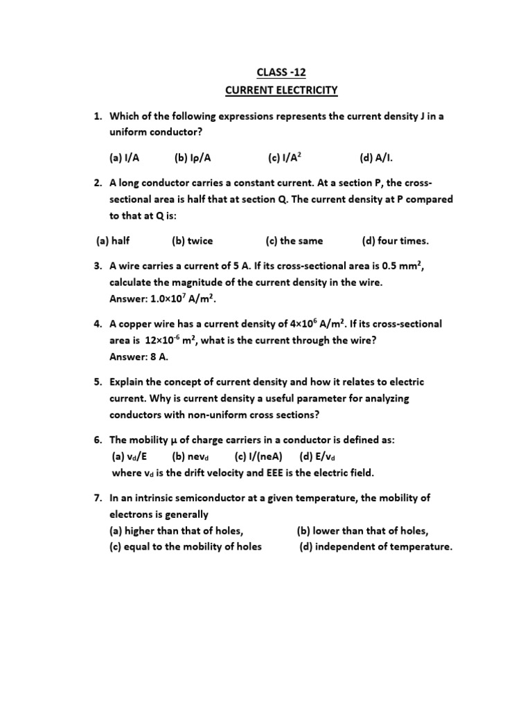 Current Electricity | PDF | Electrical Resistivity And Conductivity ...