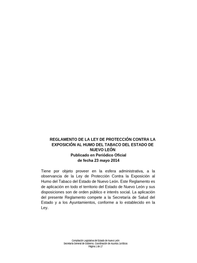 3.reglamento de La Ley de Protección Contra La Exposición Al Humo Del Tabaco Del Estado de Nuevo ...