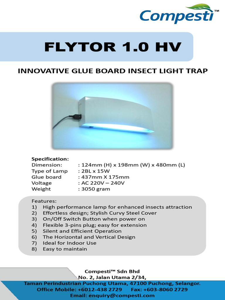 Flytor 1.0 HV Fly Trap Brochure | PDF