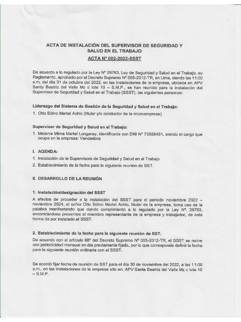 Acta de Instalacion | PDF