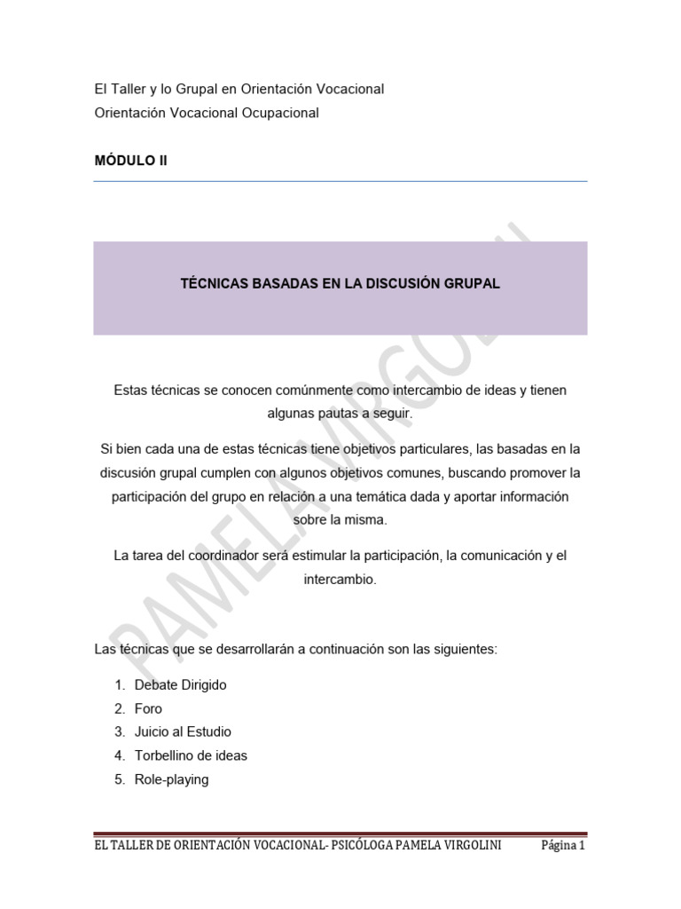1-II. Técnicas Discusión Grupal | PDF
