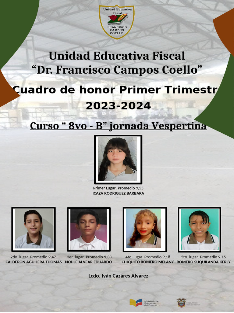 Cuadros de Honor 1er Trimestre | PDF