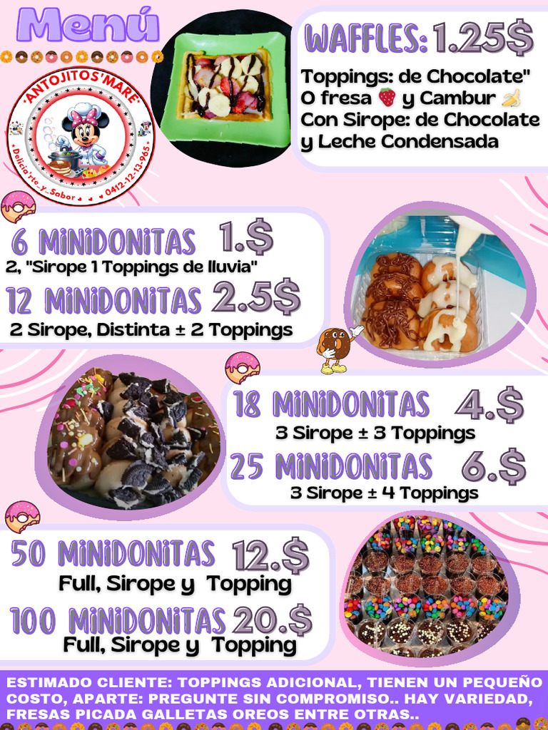 Menu Restaurante de Donas Llamativo Rosa Pastel - 20250509 - 212919 ...