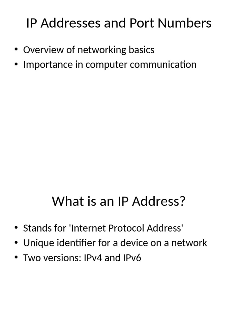 IP Addresses and Port Numbers | PDF