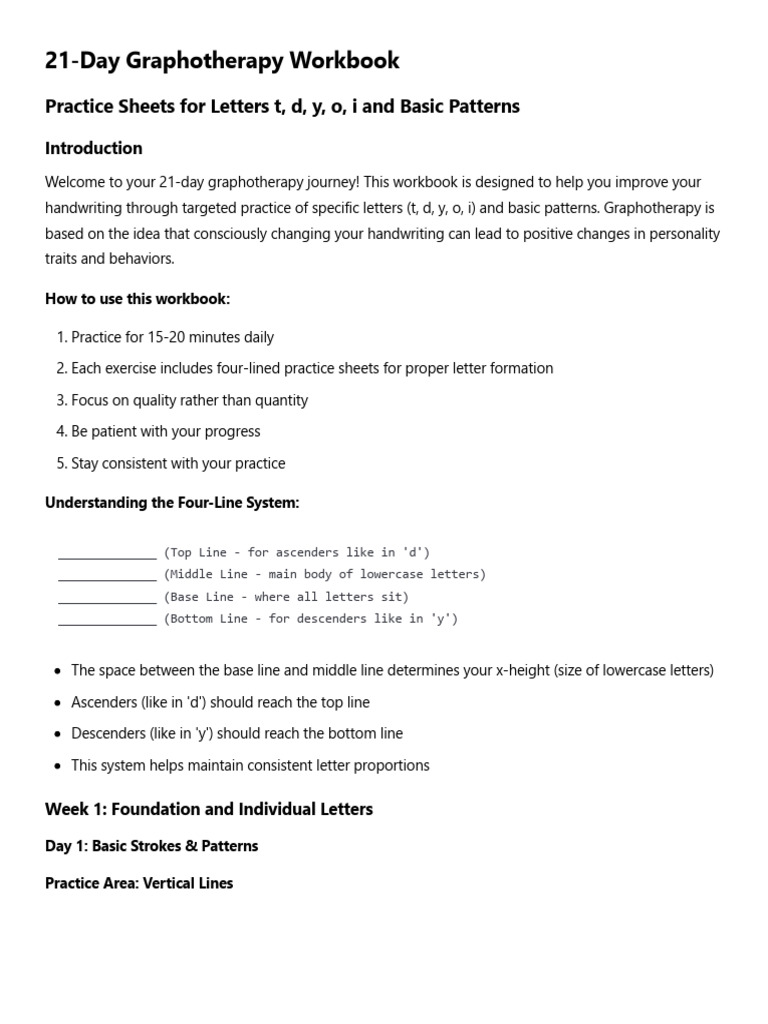 21-Day Graphotherapy Workbook | PDF | Graphology | Area