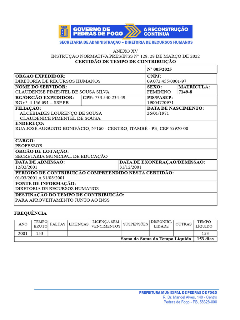 CTC Claudenise Anexo XV | PDF