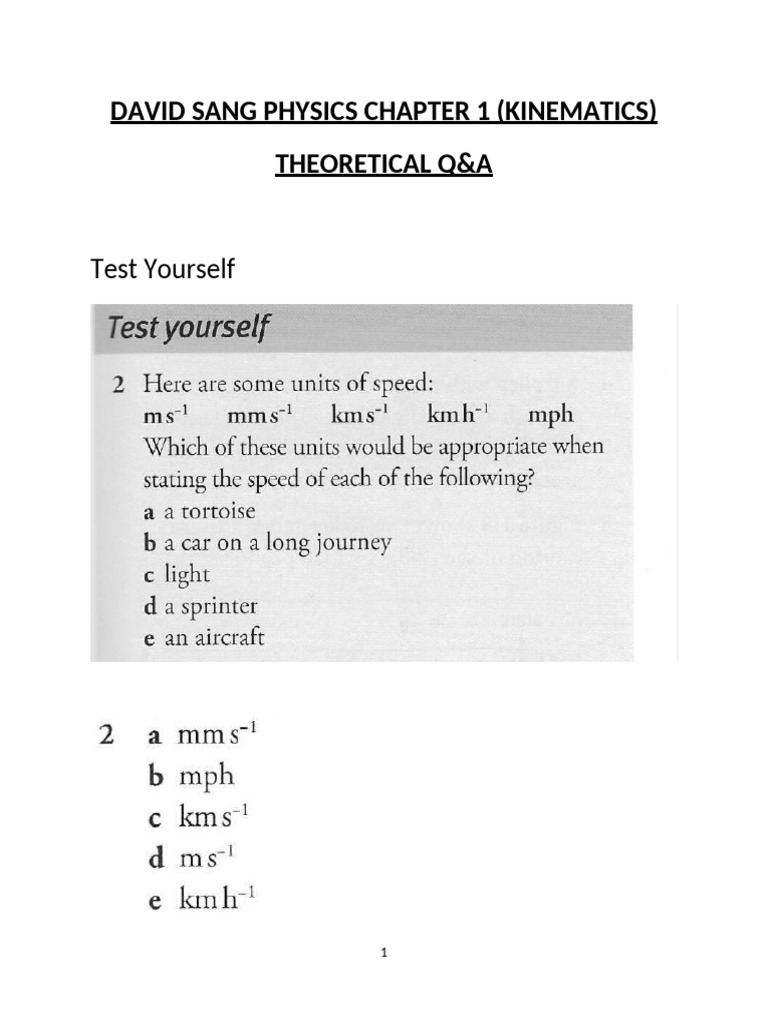 David Sang Physics Chapter 1 | PDF