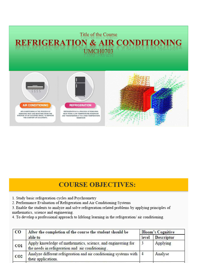 01 - Refrigeration and Air Conditioning | PDF | Thermodynamic ...